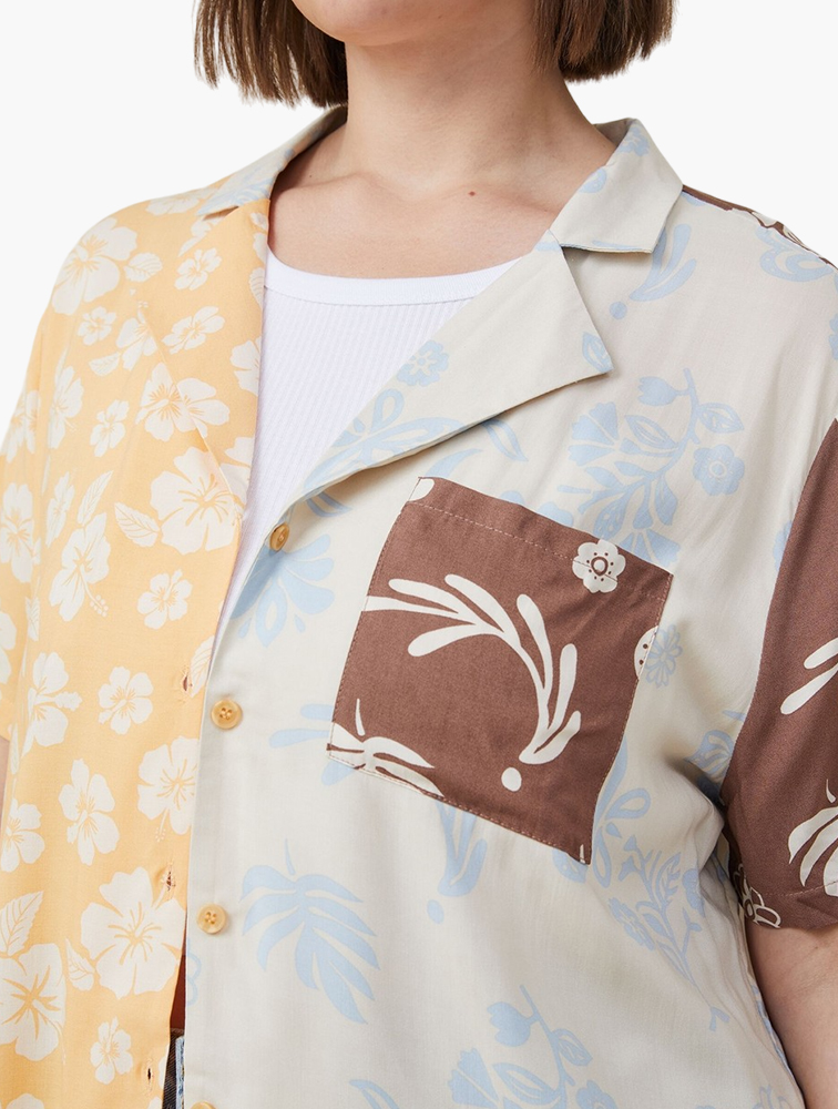 MyRunway | Shop Cotton On Curve Patchwork Resort Shirt - Splice Orange Patchwork for Women from ...